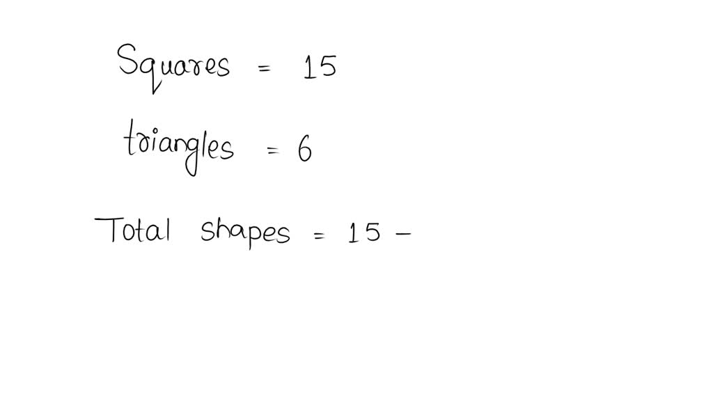 SOLVED: There are 15 squares and 6 triangles. What is the simplest ...