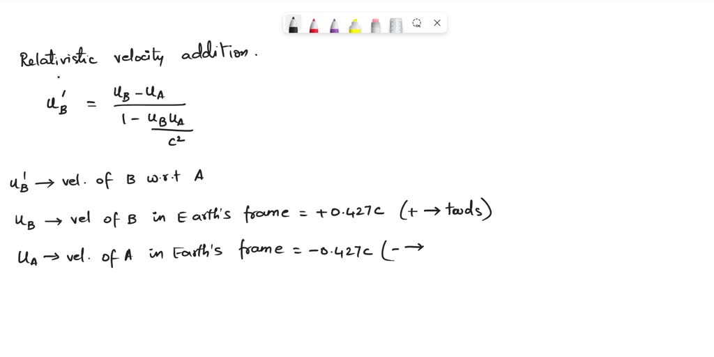 SOLVED: Velocity Addition: As seen from Earth, two spaceships A and B ...