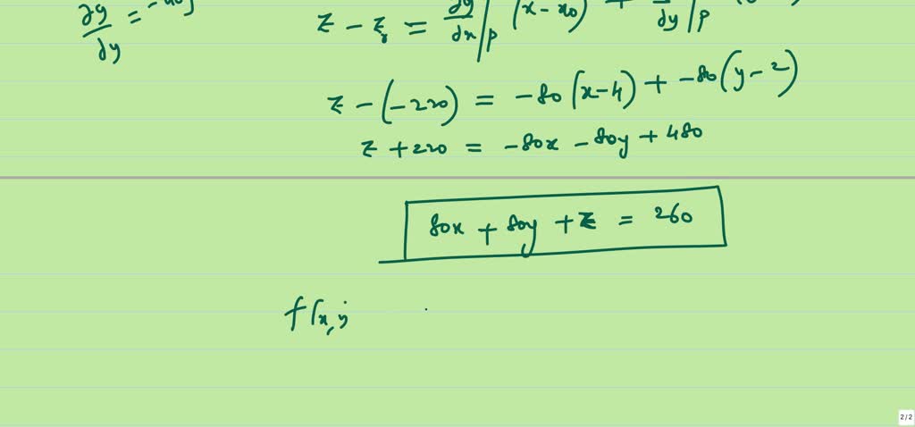 SOLVED: Let P be the tangent plane to the graph of g(x, y) = 20 - 10x ...