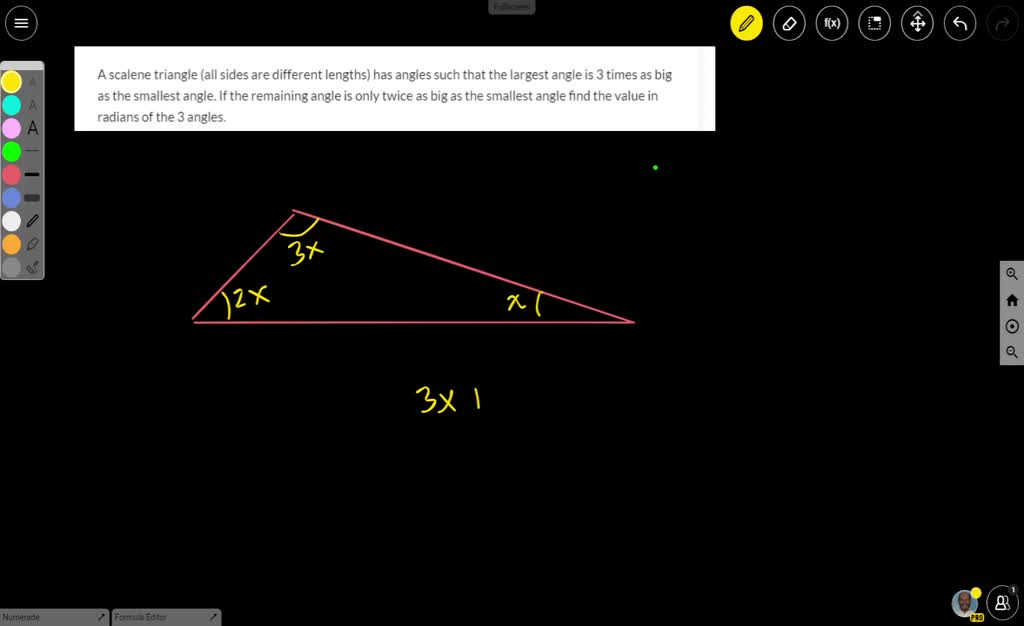 SOLVED: A scalene triangle (all sides are different lengths) has angles such that the largest ...