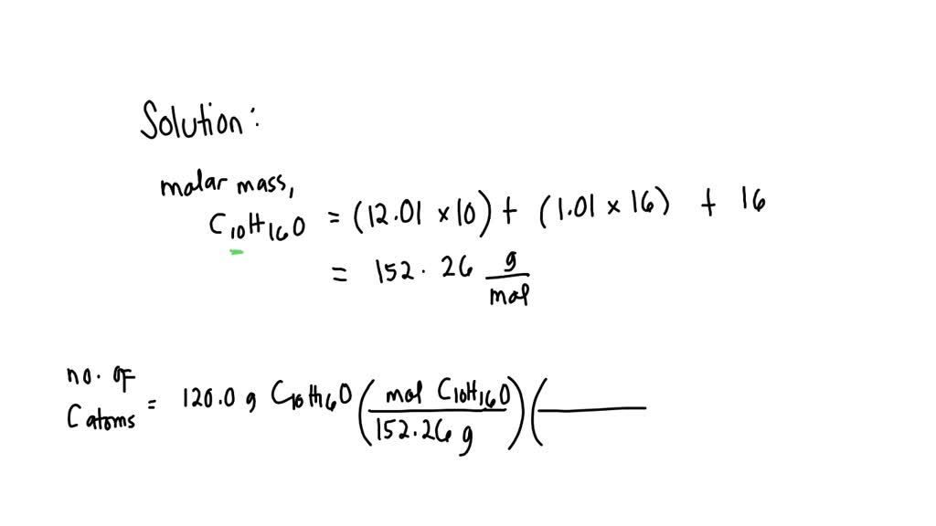 SOLVED: Calculate the mass of camphor (C1oH,O) that contains trillion (1.o0o x 10"2) carbon ...