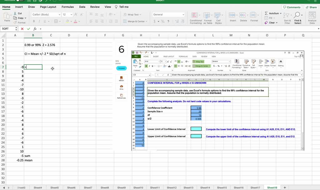 SOLVED: Text: CHALLENGE activity 72 3 Excel Confidence Intervals for a ...