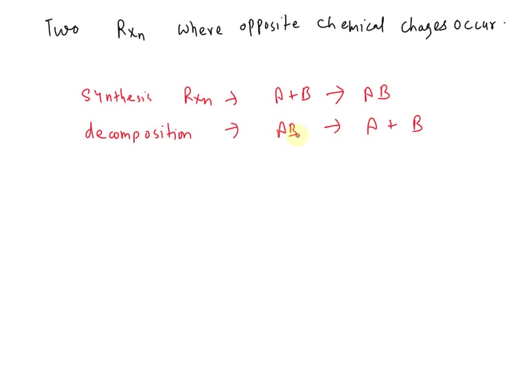 SOLVED: In which two types of reactions do opposite chemical changes ...