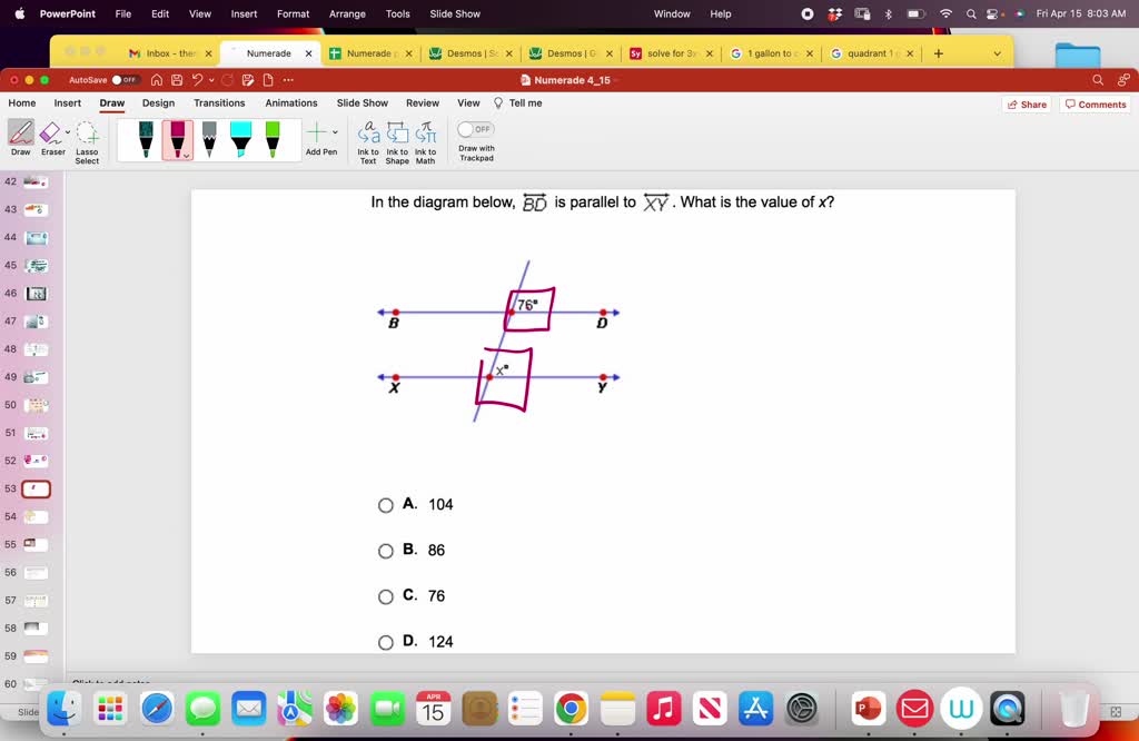 SOLVED: "In the diagram below, BD is parallel to XY. What is the value of x? In the diagram ...