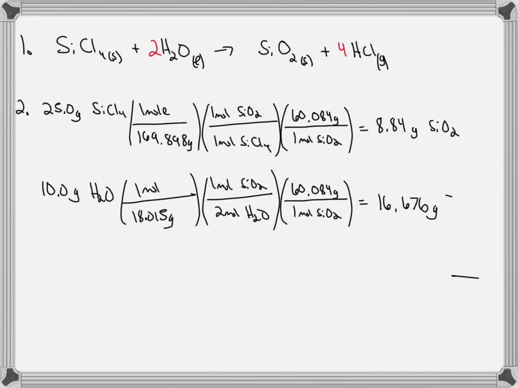 SOLVED: When solid silicon tetrachloride reacts with water, solid ...