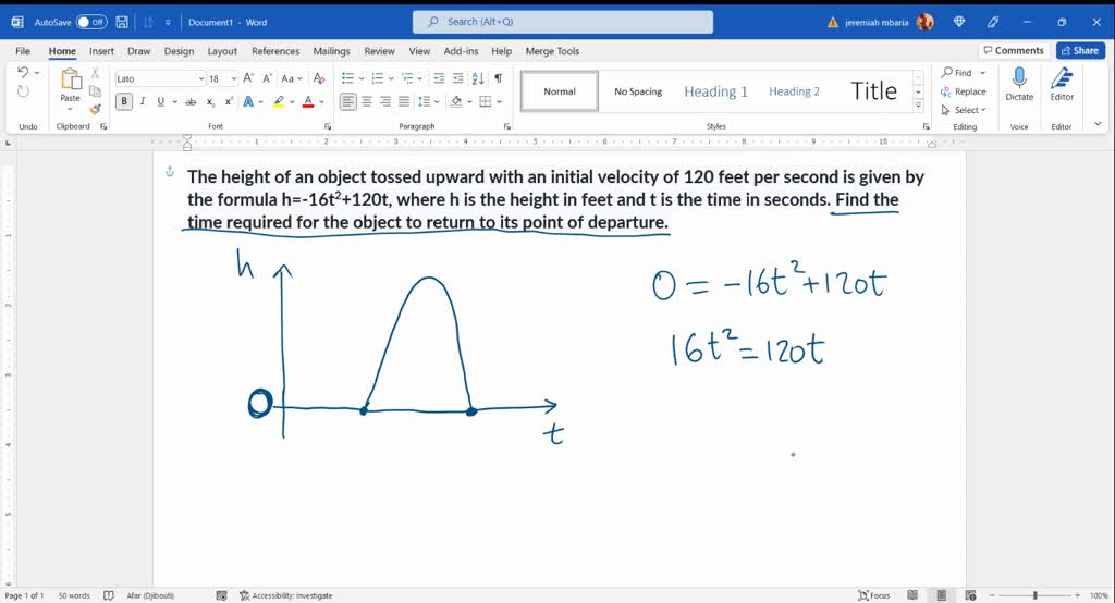 SOLVED: The height of an object tossed upward with an initial velocity ...