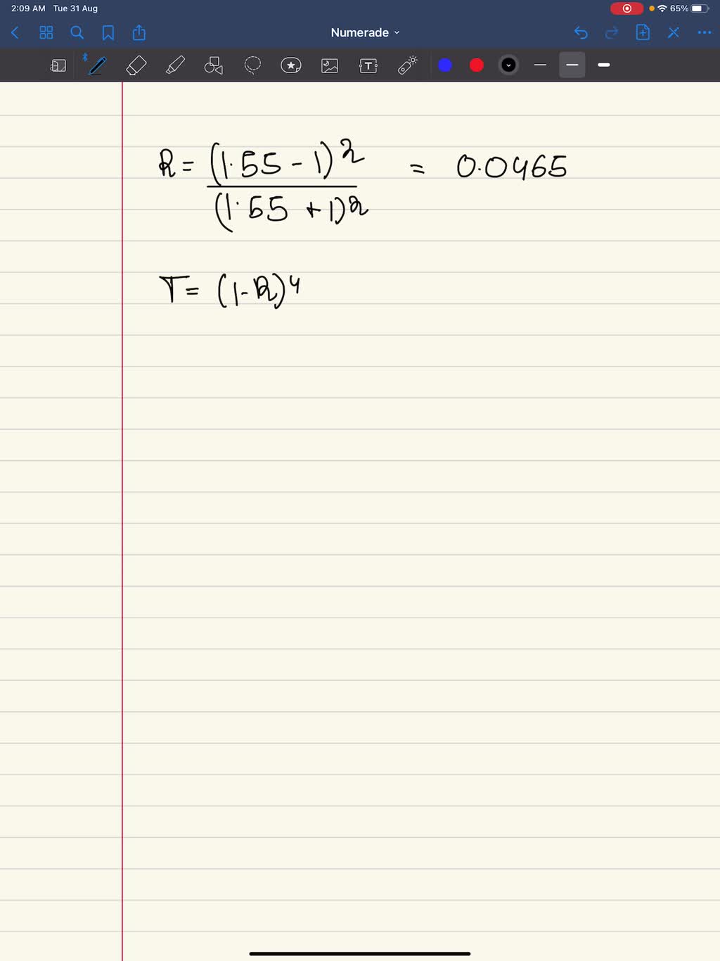 SOLVED: Calculate the reflection loss when a beam of radiant energy ...