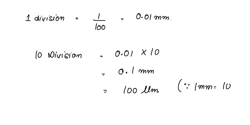 SOLVED: The stage micrometer is marked off in scale for mm and shows 10 ...