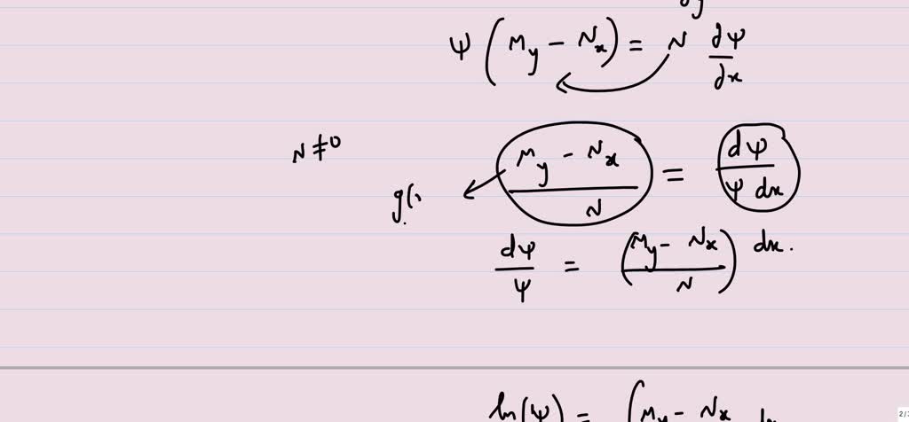 SOLVED: If (Nx + My)/M is a function of y alone, then prove that an integrating factor for the ...