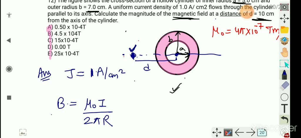 SOLVED: 2 For the long hollow cylinder shown in the figure (cross section), find the magnetic ...