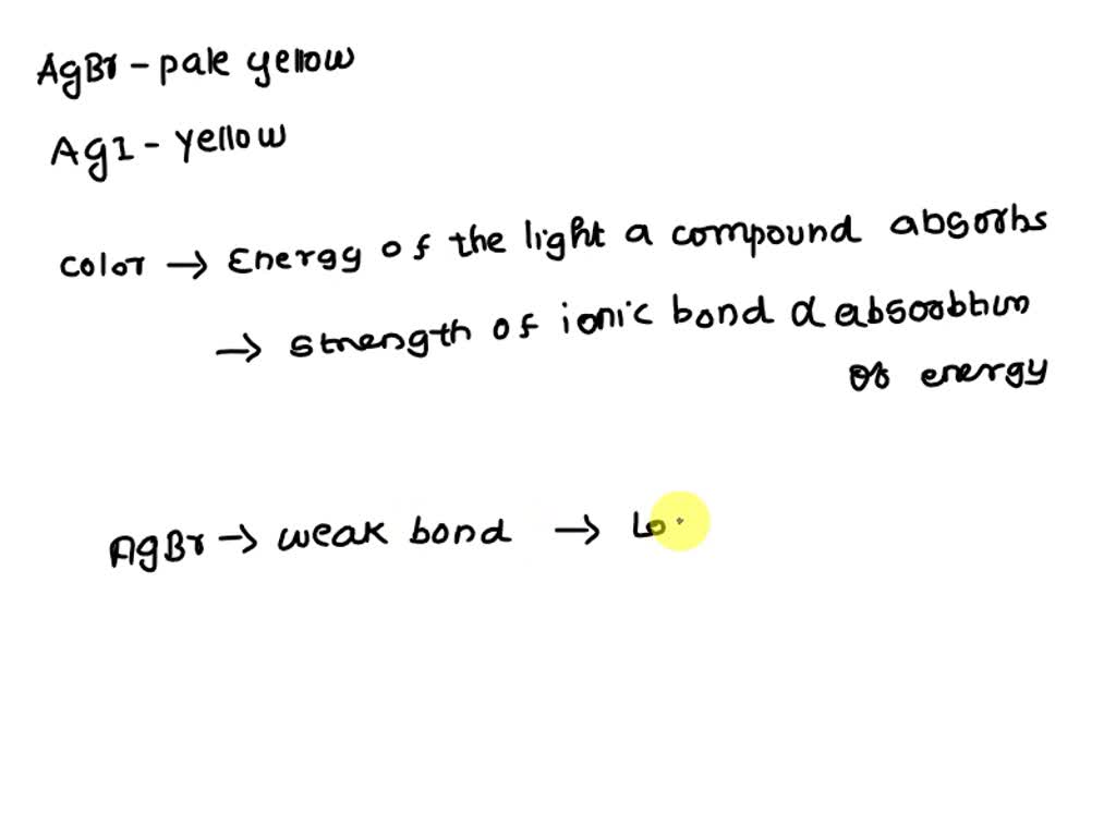 SOLVED: Ag halides AgCl is solid, AgBr is pale yellow while Agl is ...