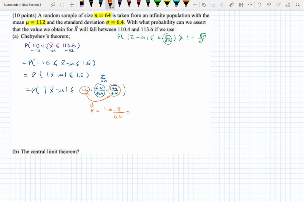 SOLVED: (0 points) A random sample of size n = 64 is taken from an ...