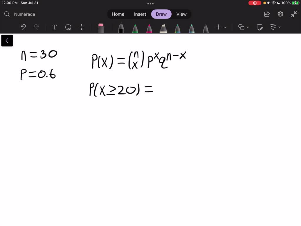 SOLVED: (15 points) Let X Binomial(30,0.6) . (5 points) Using the ... SOLVED: (15 points) Let X Binomial(30,0.6) . (5 points) Using the ...