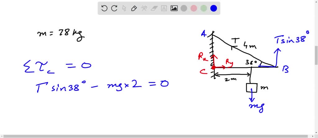 SOLVED: Q8. Amass of 78 kg is supported as shown below Determine ...