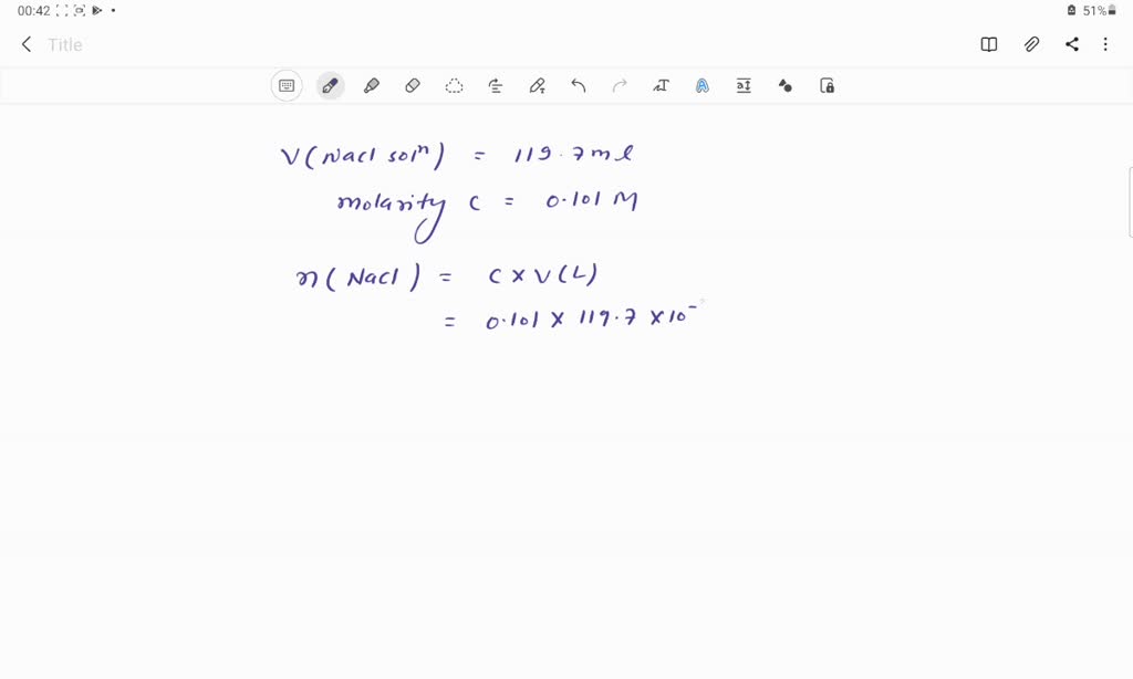 SOLVED: 'Suppose you need to prepare 119.7 mL ofa 0.101 M aqueous solution of NaCl What mass, in ...