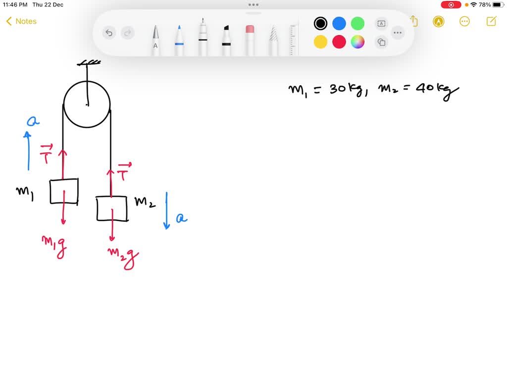 SOLVED: Two bodies having masses m = 30 kg and m2 = 40 kg are attached ...