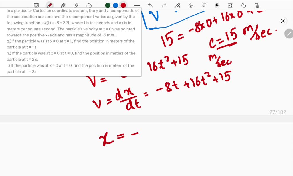 SOLVED: In a particular Cartesian coordinate system, the y and z ...
