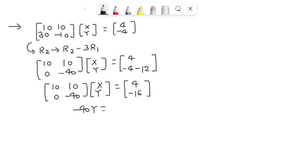 SOLVED: Texts: 01LinearAlgebra1SystemsAP:Problem 5 1 point) Perform one step of row reduction ...