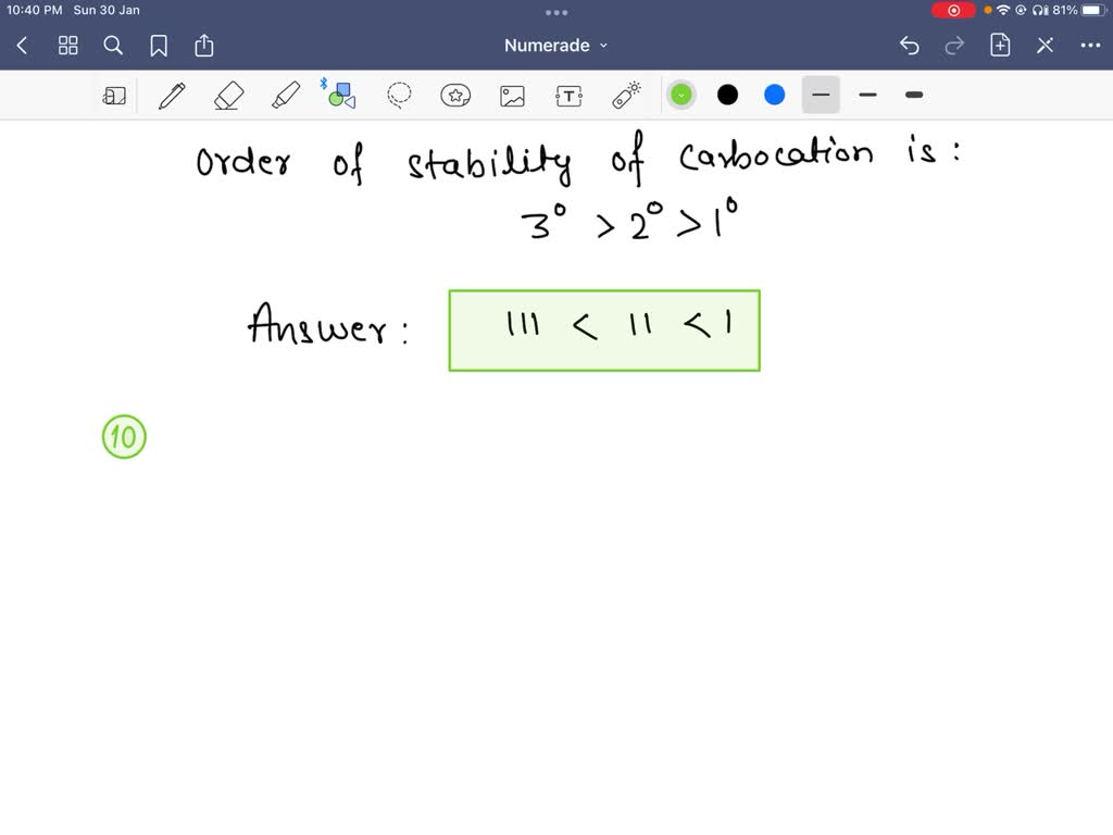 SOLVED: Rank the carbocation in order of increasing stability, putting ...