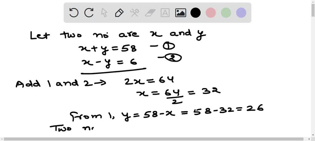 SOLVED: the sum of two number is 1 is and their difference 56. what are the numbers?