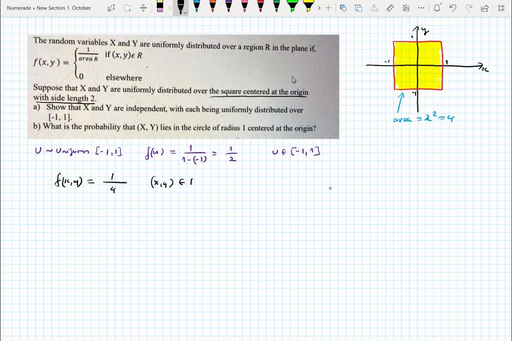 Solved The Random Variables X And Y Are Uniformly Distributed Over A Region R In The Plane