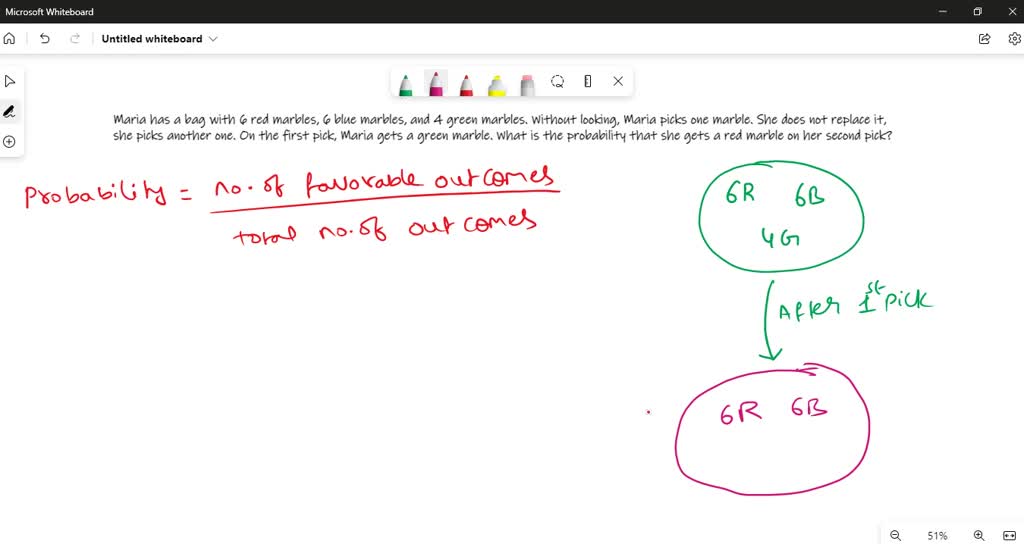 SOLVED: Maria has a bag with 6 red marbles, 6 blue marbles, and 4 green ...