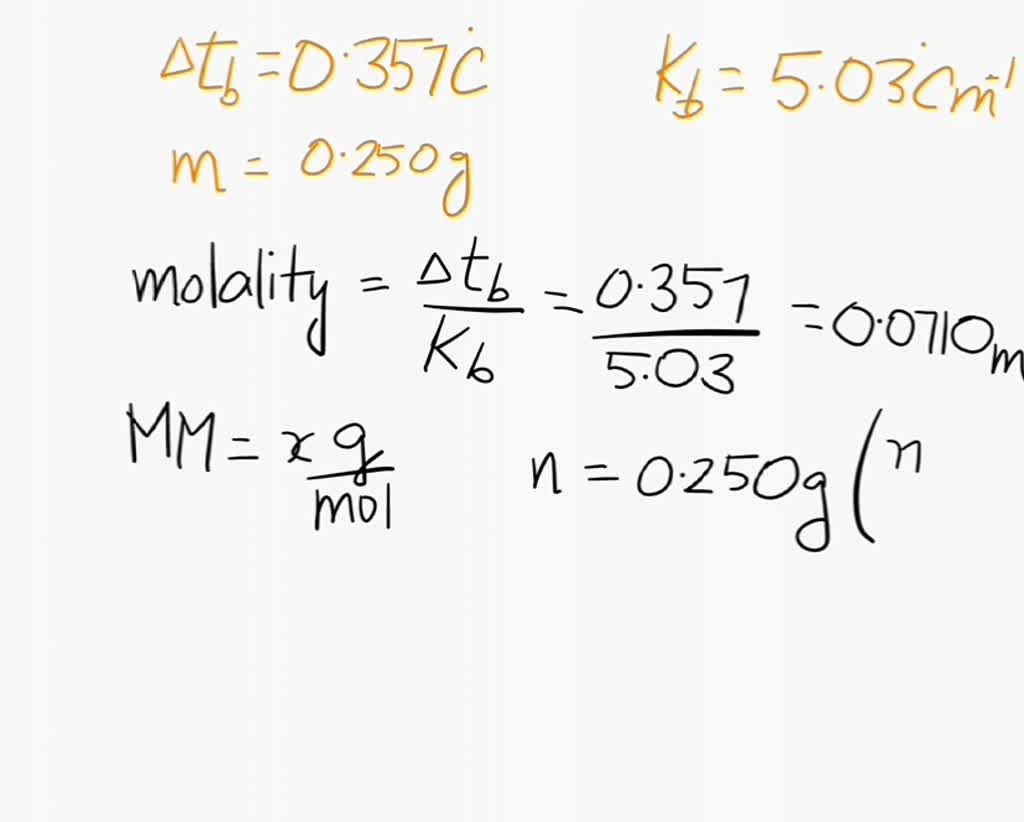 A solution of an unknown nonvolatile nonelectrolyte was prepared by dissolving 0.250 g of the ...