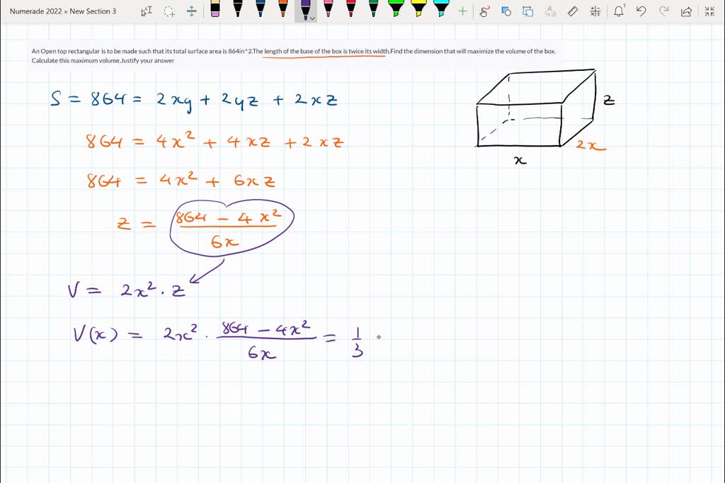 SOLVED: If 2646 square centimeters of material is available to make a ...