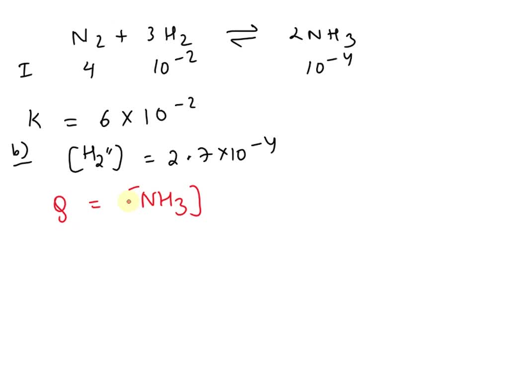 SOLVED: Consider the chemical reaction: N2 + 3H2 yields 2NH3. If the ...