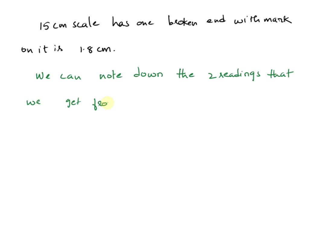 SOLVED: A 15 cm scale has one end broken. The mark at the broken end is 1.8 cm. How would you ...
