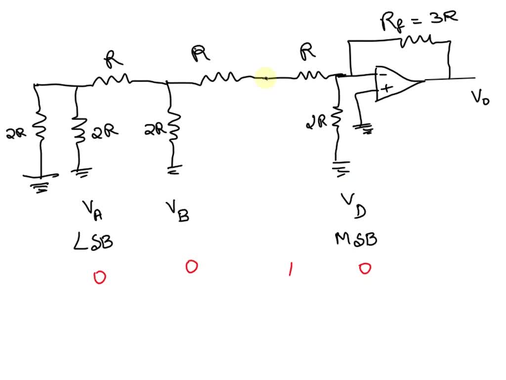SOLVED: For the 8-bit digital-to-analog converter shown below, each ...