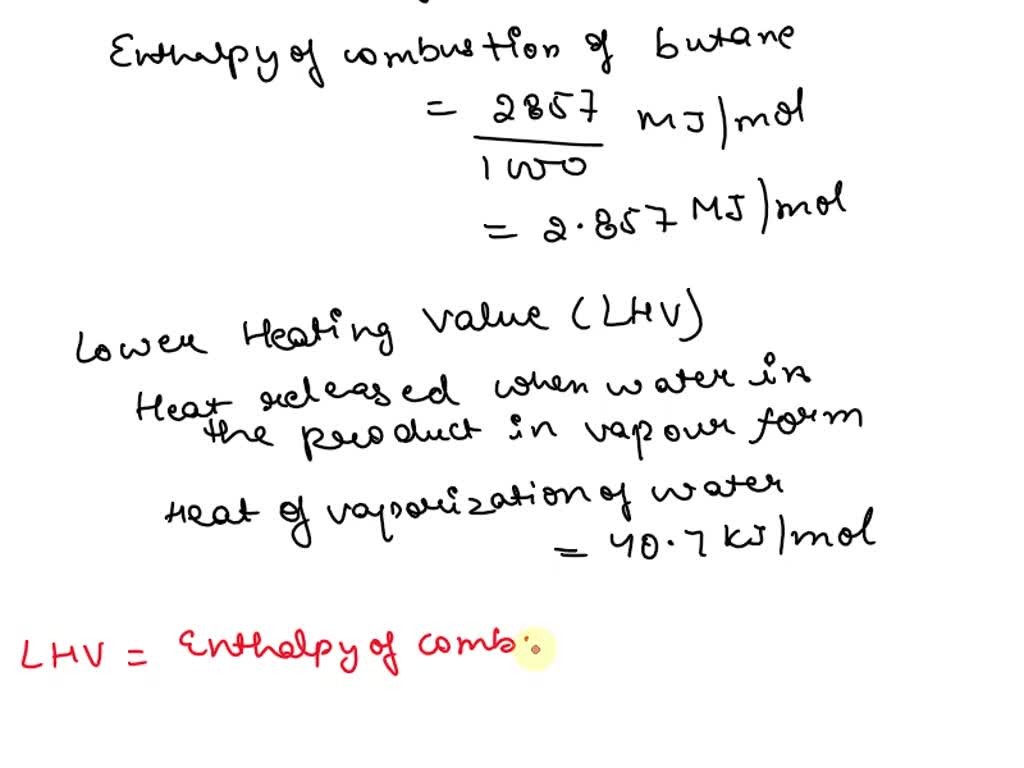 SOLVED: The enthalpy of combustion of butane (C4H10) at 25Â°C and 1 atm ...