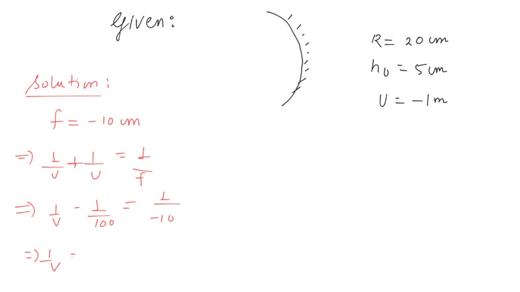 SOLVED: An object 5cm tall is placed 1m from a concave spherical mirror ...