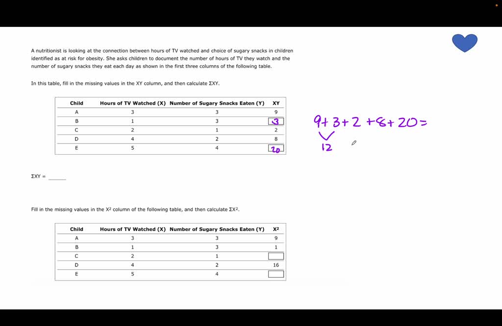 SOLVED: 'nutritionist is looking at the connection between hours of TV watched and choice of ...