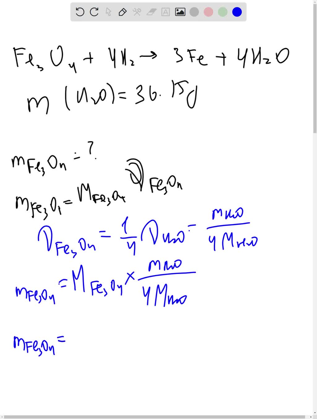 SOLVED: calculate the mass of iron that reacts with 36 g of steam to form Fe3O4 . Also calculate ...