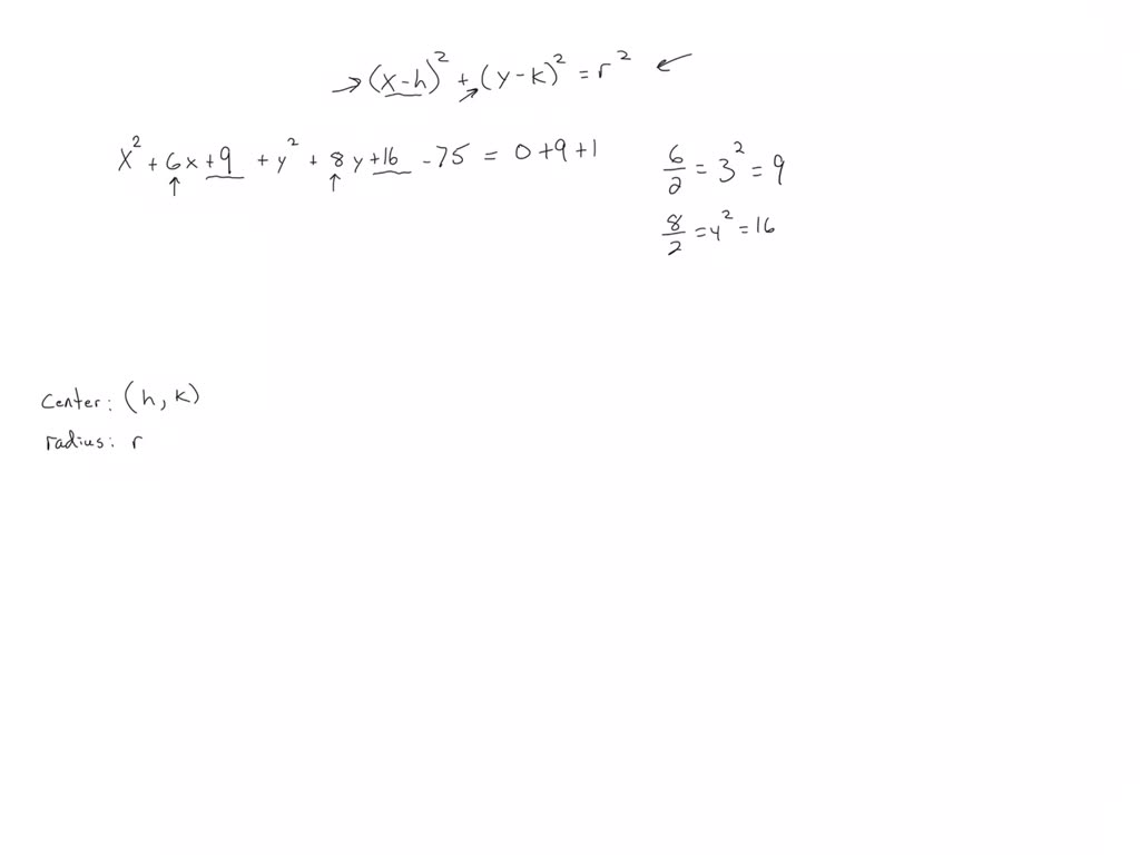 SOLVED: Find the center and the radius of the circle with the equation ...