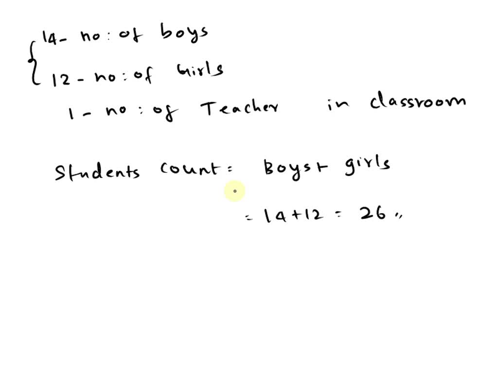 SOLVED: In a math class, there are 12 boys and 18 girls Express the ...