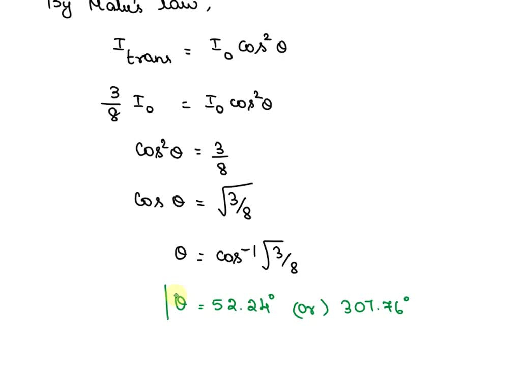 SOLVED: Light with intensity I0 emitted by a plain light source is ...