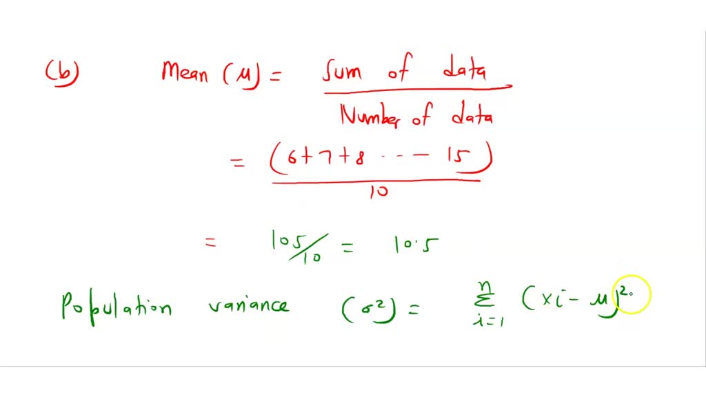 SOLVED: Calculate the range, population variance, and population standard deviation for the ...