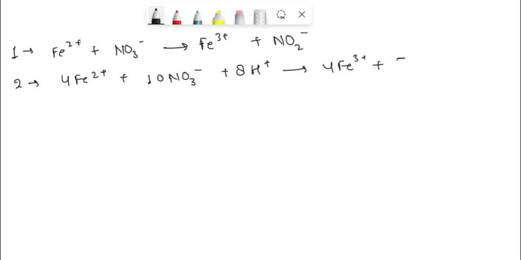 List the reactions of Fe2+ oxidation by NO3- to NO2-, N2, and NH4+