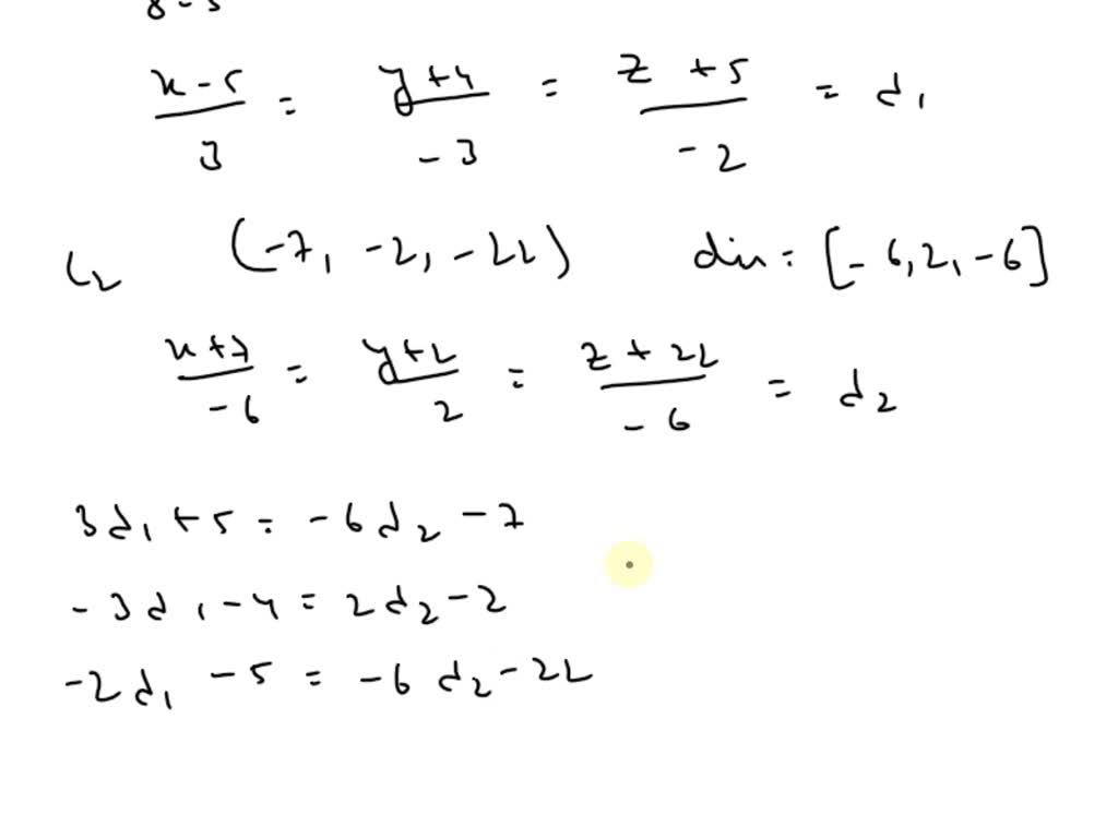 SOLVED: a. Find the point of intersection of two lines 𝓁1 and 𝓁2 that lie in the projective ...