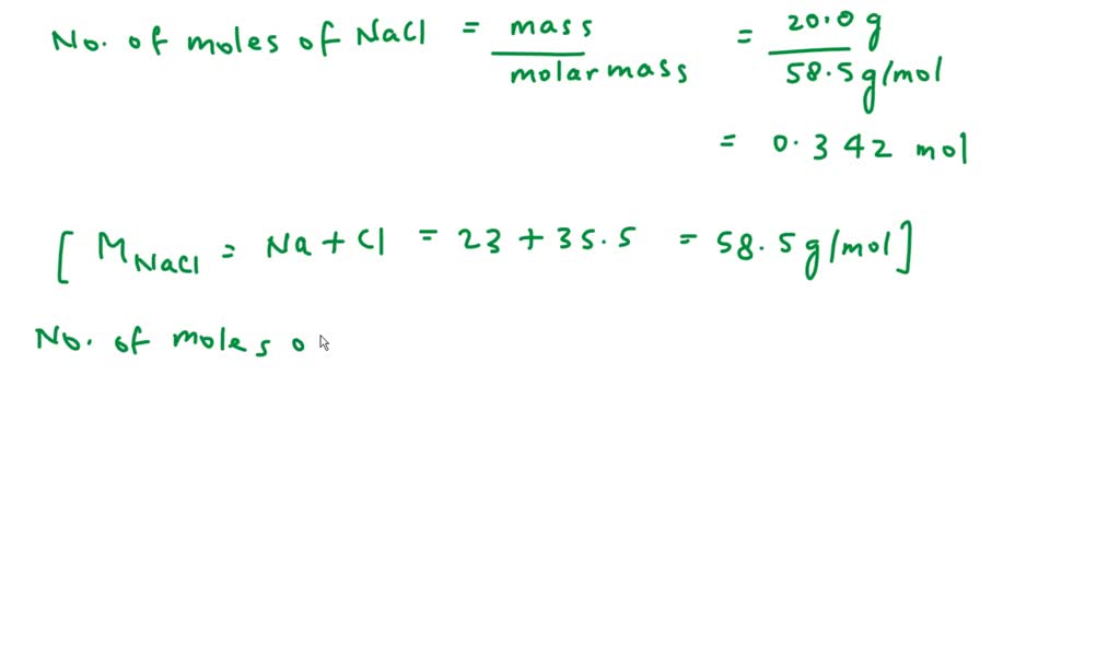 SOLVED: An NaCl solution is prepared by dissolving 20.0 g NaCl in 150.0 g of water at 25°C. What ...