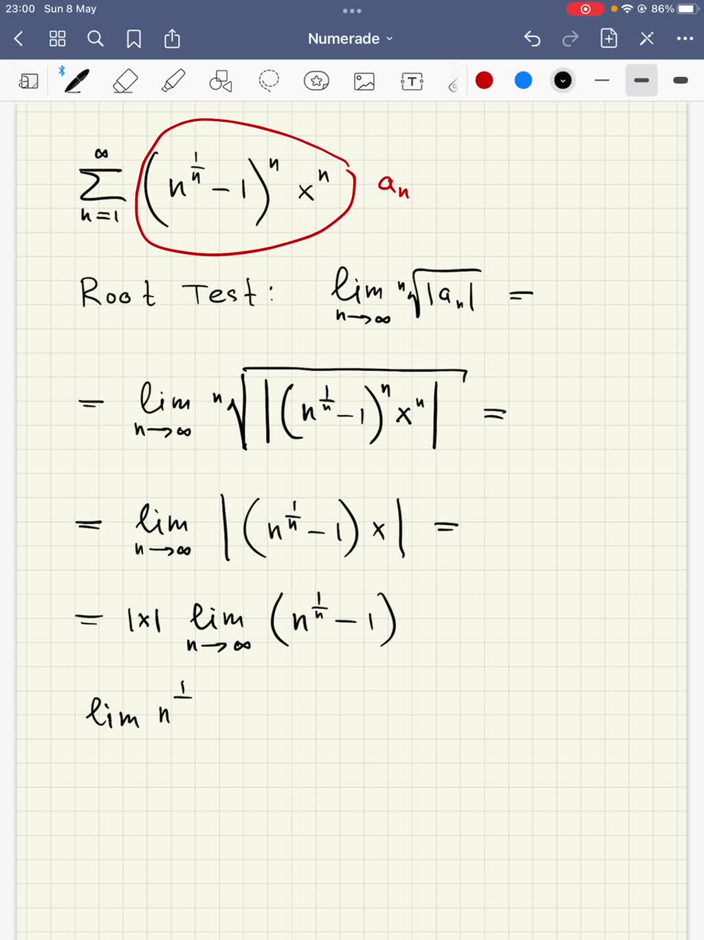 SOLVED: Use the root test to find the radius of convergence for (n" 1)' I"