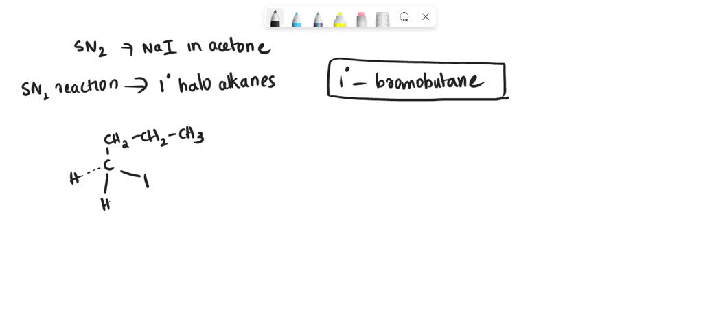 SOLVED: Show an example of the mechanism (SN2) for the reactions of NaI in acetone. Can use any ...
