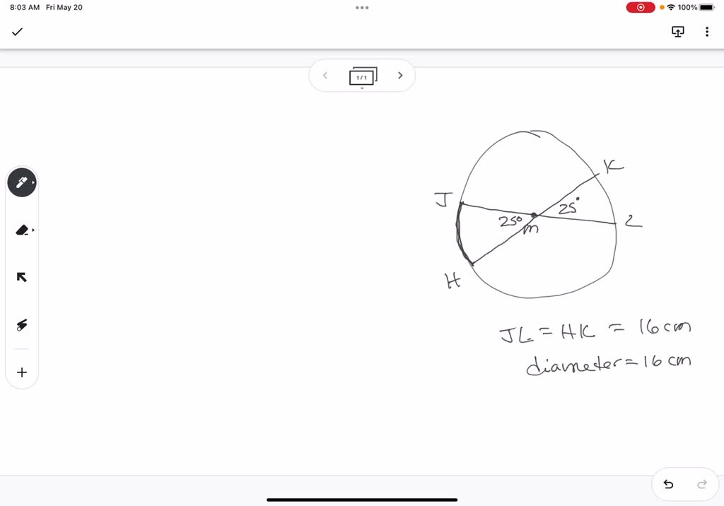 SOLVED: In circle M, diameters JL and HK each measure 16 centimeters ...