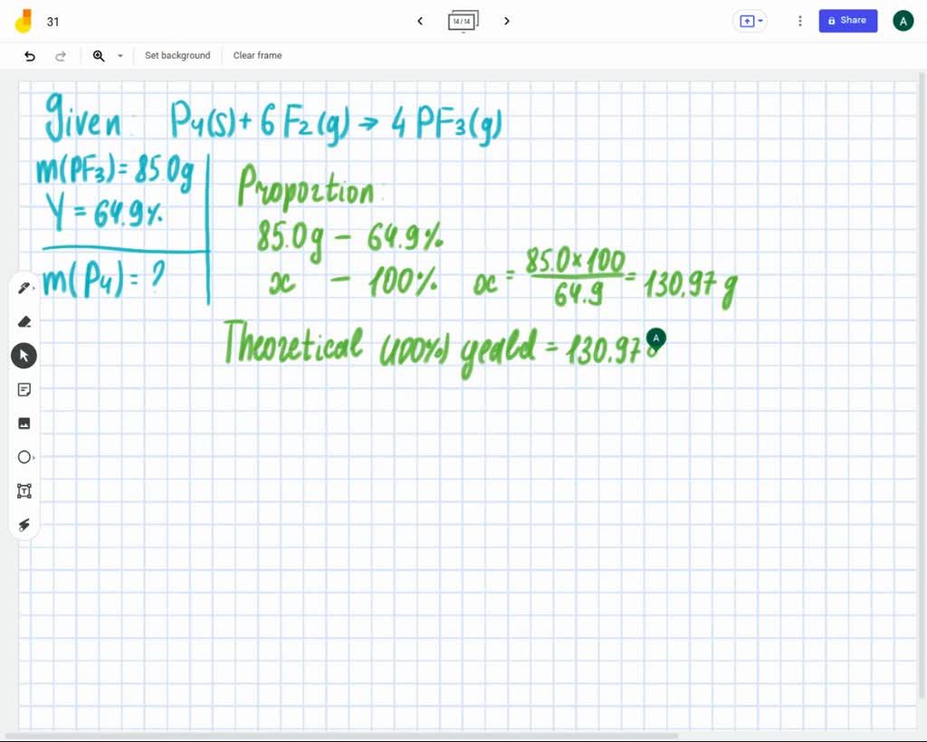 SOLVED: Consider the following reaction: Pa(s) + 6F2(g) â†’ 4PF5(g ...