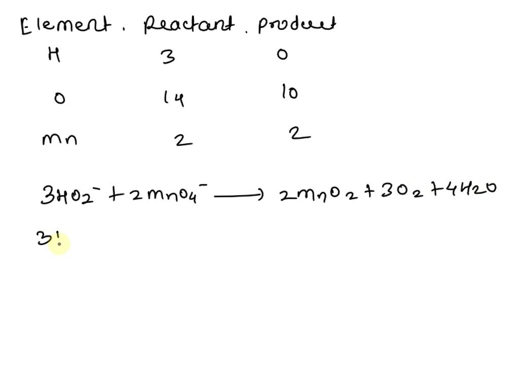 SOLVED: The hydroperoxide ion, HO2- (aq), reacts with permanganate ion ...
