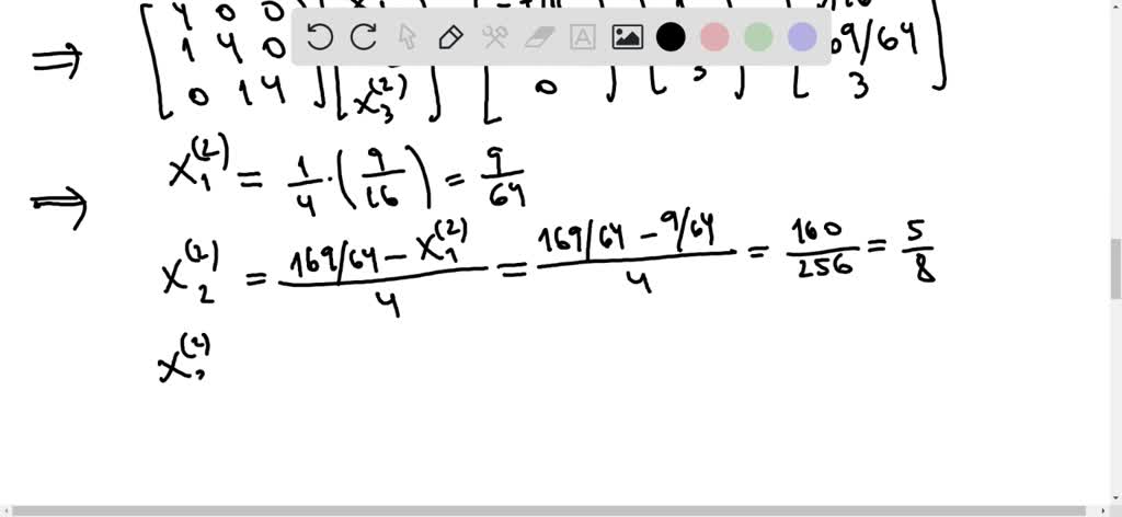 SOLVED: Solve the linear equation system given below for 4 steps (with zero error; Îµ = 0) using ...