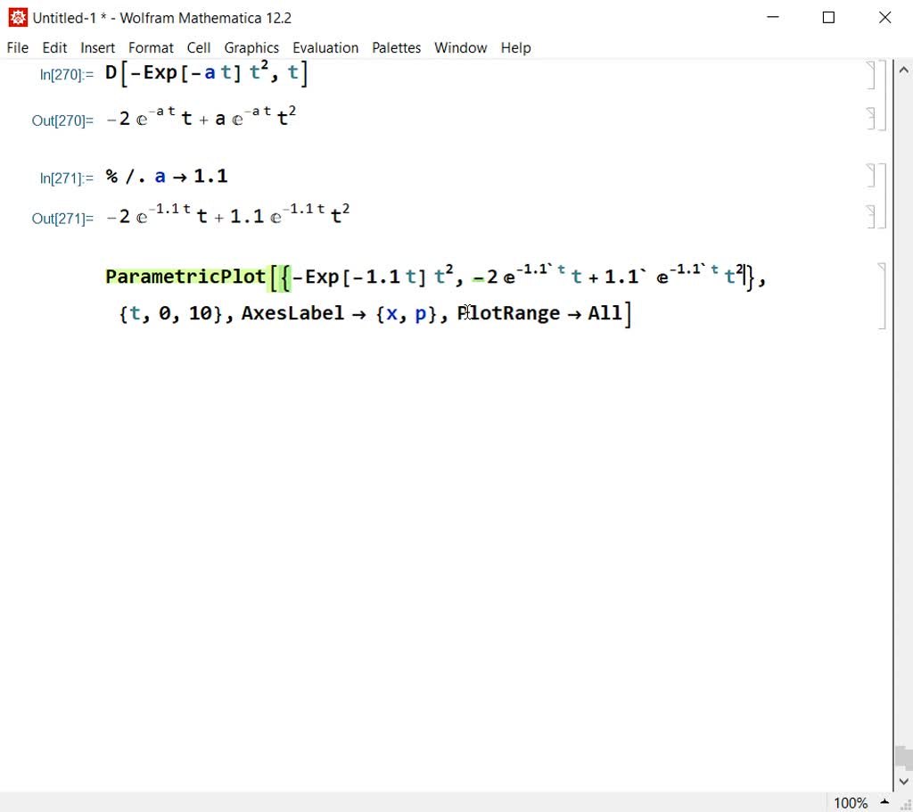 SOLVED: Draw the state/phase space of a particle that moves with the parametric motion x(t)=-e ...