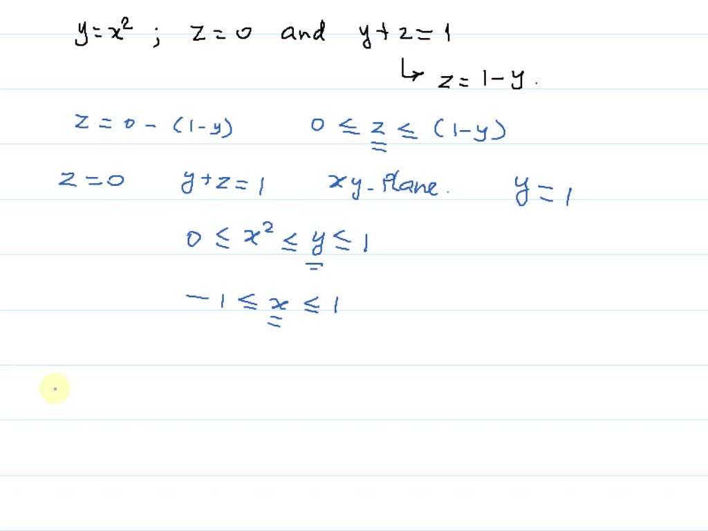 SOLVED: Find the volume of a solid enclosed by the parabolic cylinder y ...
